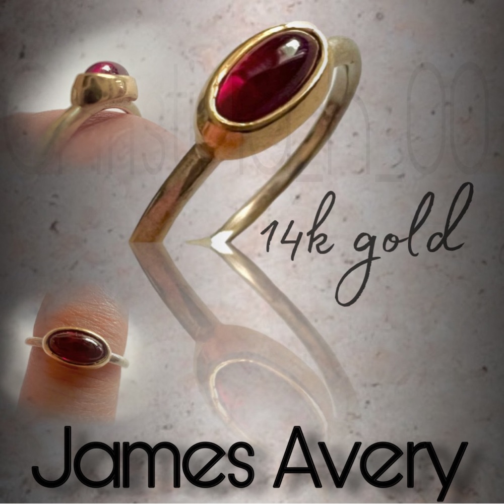 14k Gold James Avery Ruby Red Smooth Dome Stone Tall … - Gem